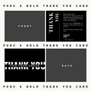 Printable Thank You Card Pure & Bold, Business Branding Card, Digital ...