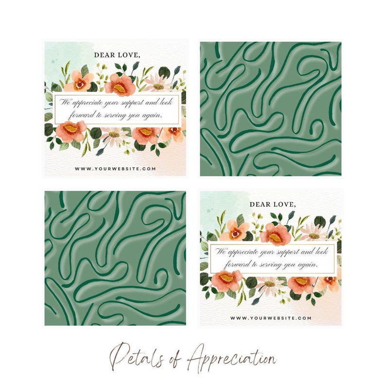 Printable Thank You Card Petals of Appreciation, Business Branding Card ...