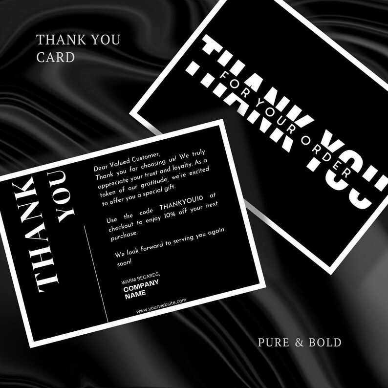 Printable Thank You Card Pure & Bold, Business Branding Card, Digital ...