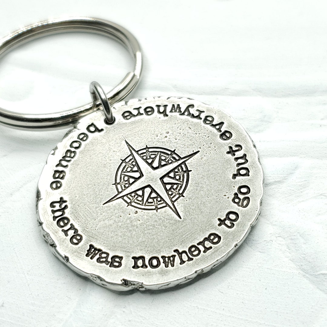 Hand Stamped, Personalized Compass Keychain - Graduation Gift - Gift ...