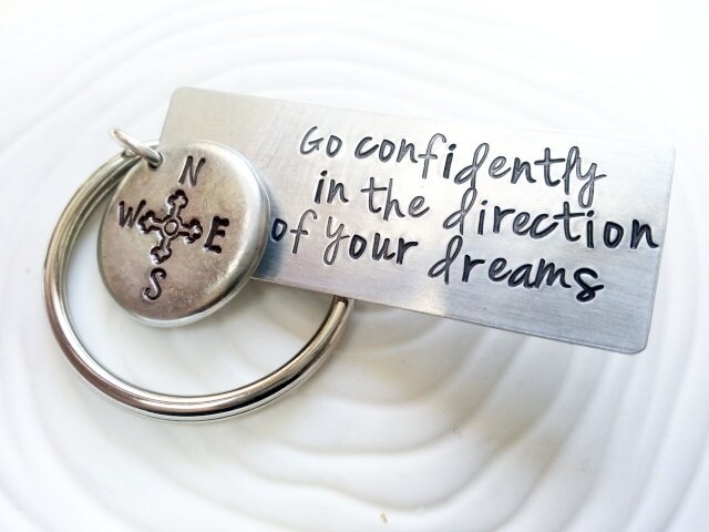 Hand Stamped Personalized Keychain go Confidently in the - Etsy