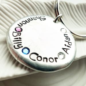 Birthstone Keychain - Hand Stamped, Personalized Birthstone Keyring ...