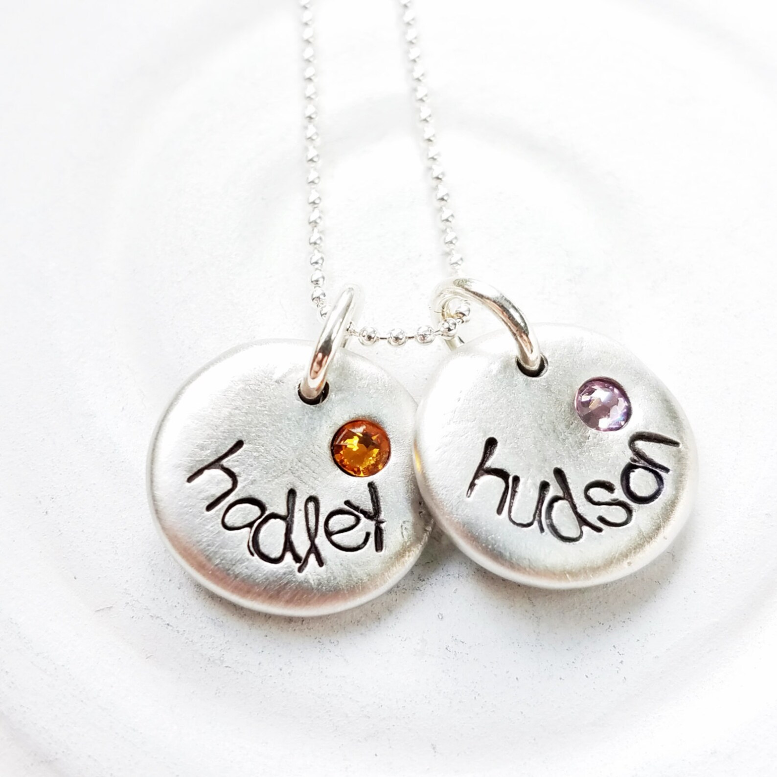 Personalized Name and Birthstone Necklace Hand Stamped - Etsy