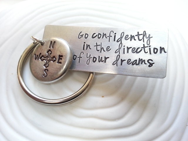 Hand Stamped Personalized Keychain go Confidently in the - Etsy