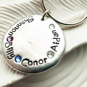Birthstone Keychain - Hand Stamped, Personalized Birthstone Keyring ...