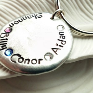 Birthstone Keychain - Hand Stamped, Personalized Birthstone Keyring ...