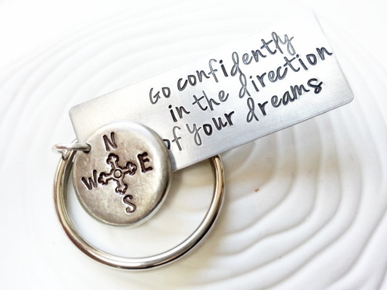 Hand Stamped Personalized Keychain go Confidently in the - Etsy