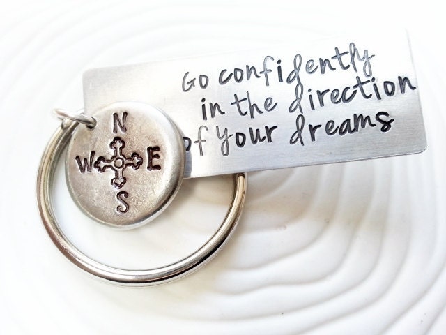Hand Stamped Personalized Keychain go Confidently in the - Etsy
