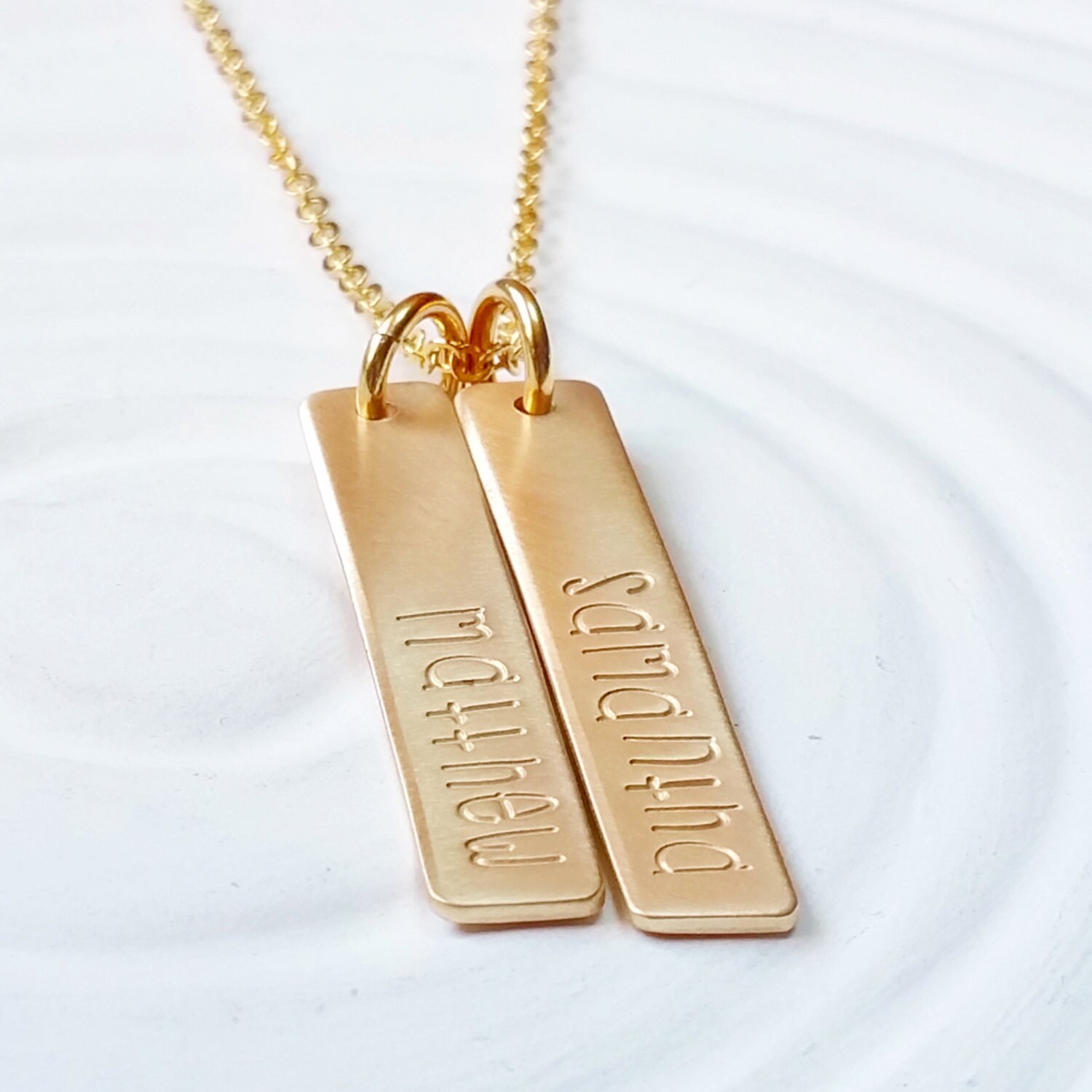 Mother's Necklace Rectangle Tag Necklace Hand Stamped - Etsy