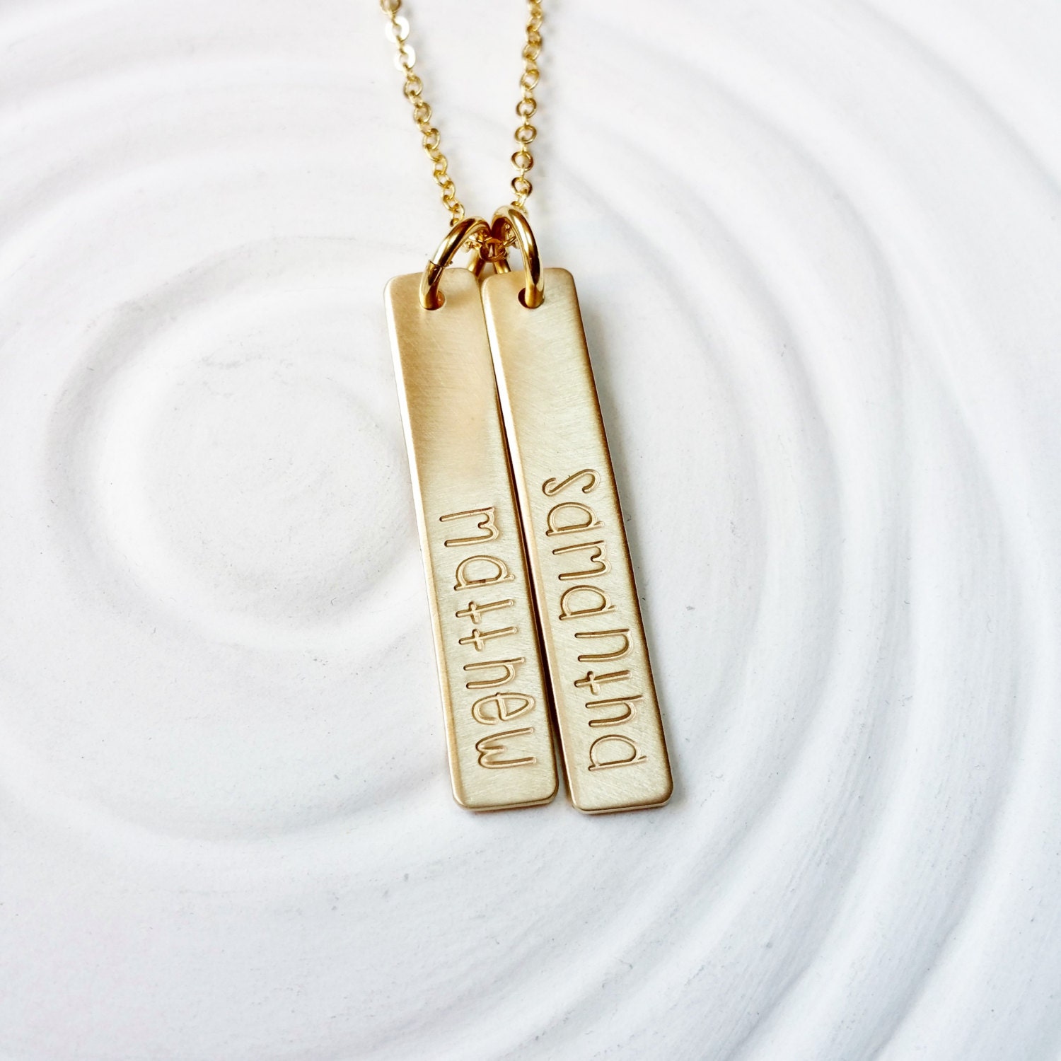 Mother's Necklace Rectangle Tag Necklace Hand Stamped - Etsy