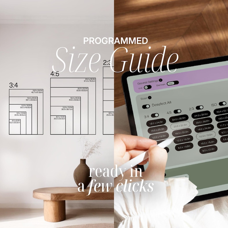 Automatic Size Guide Editable Poster Size Guide Customizable Wall Art ...