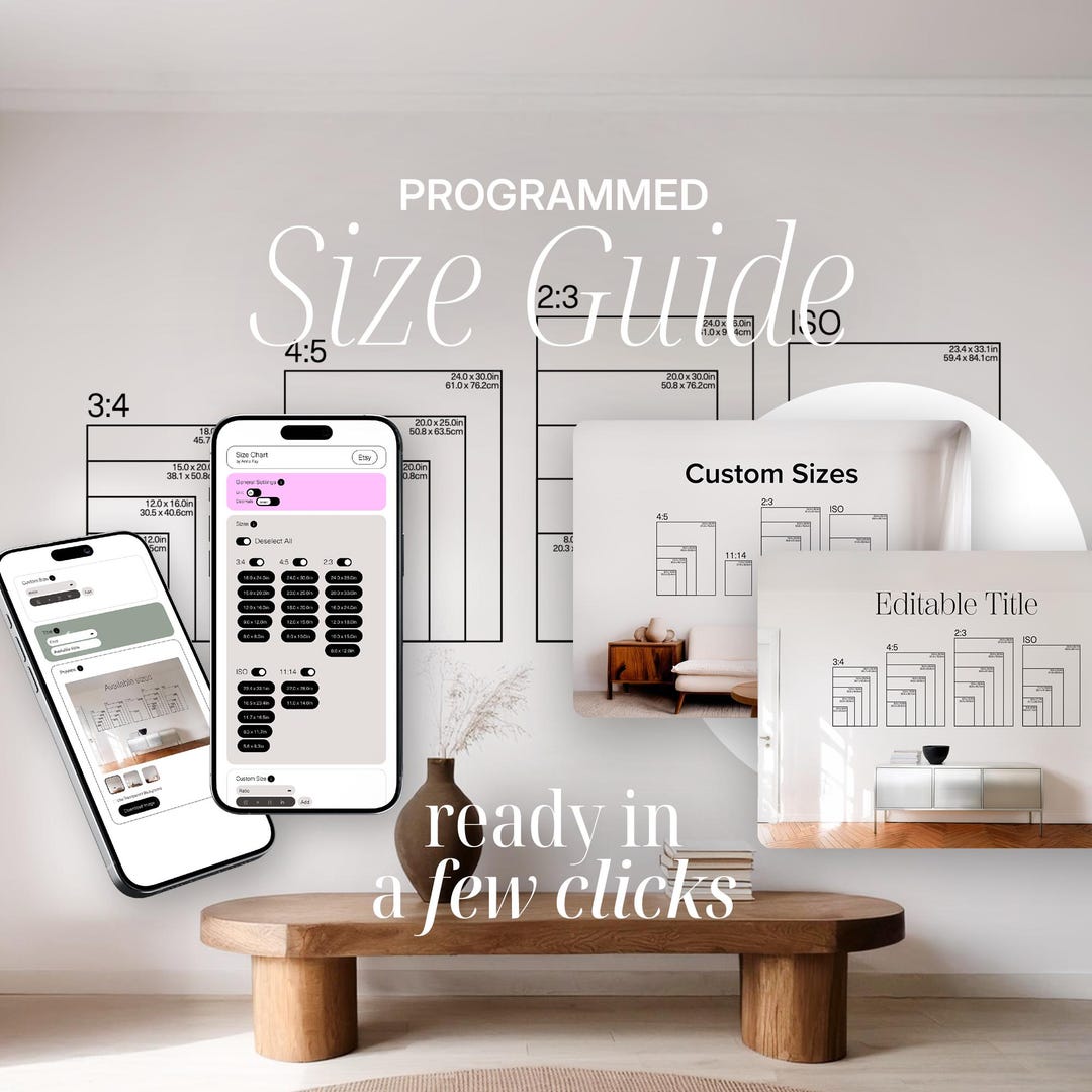 Automatic Size Guide Editable Poster Size Guide Custom Wall Art Frames ...