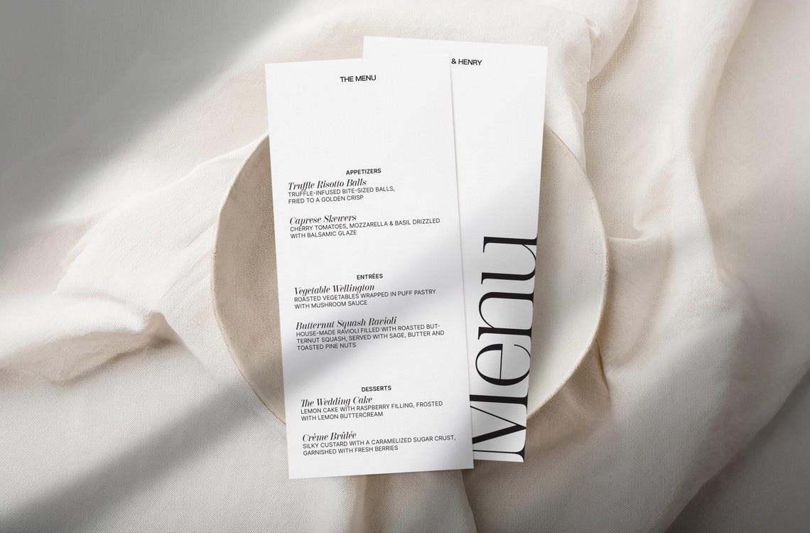 Mockup Card Minimalist Mock up Wedding Menu Mockup Template Listing ...