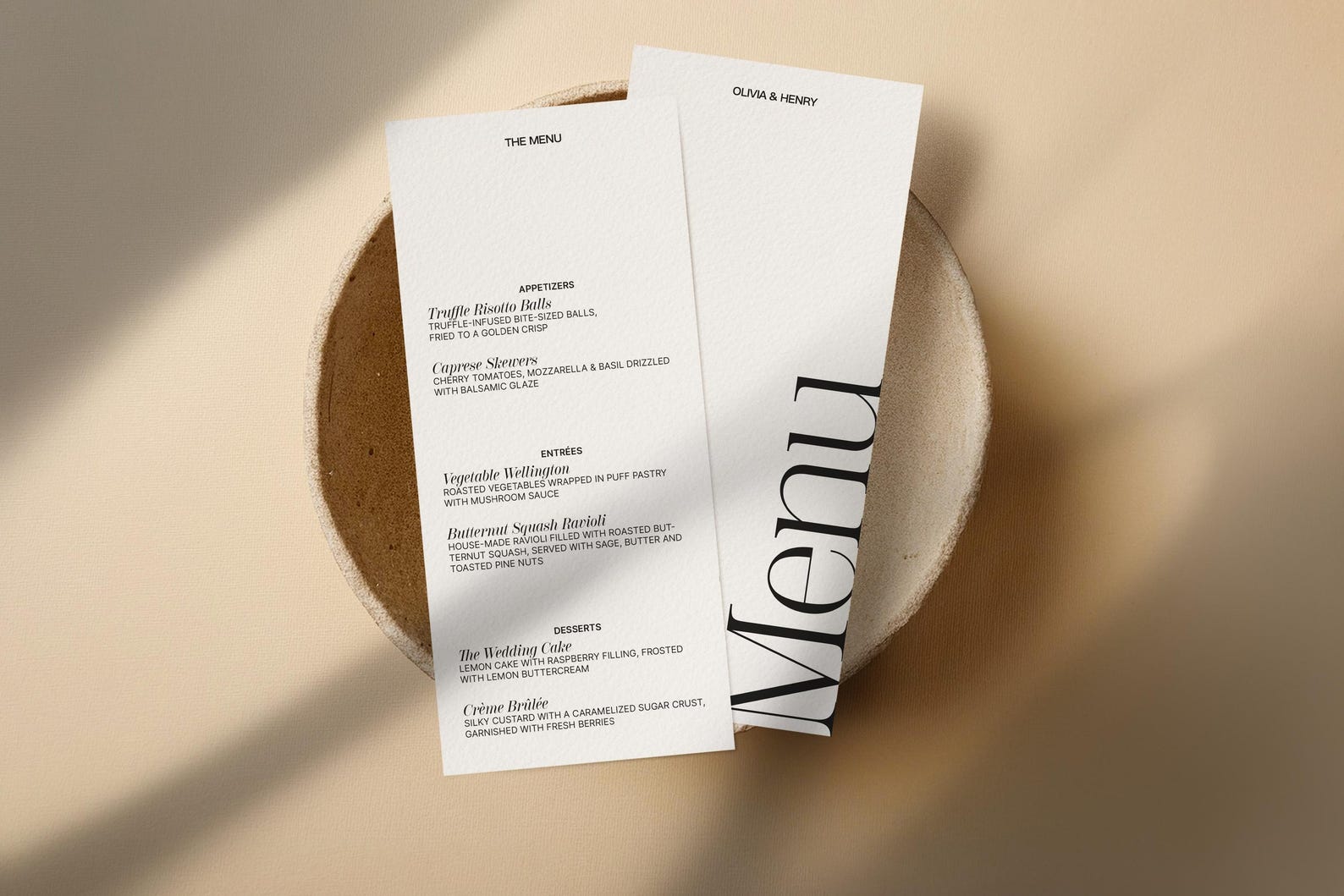 Wedding Menu Card Mockup 4x9 Dinner Menu Mockup Double Sided Blank Card ...