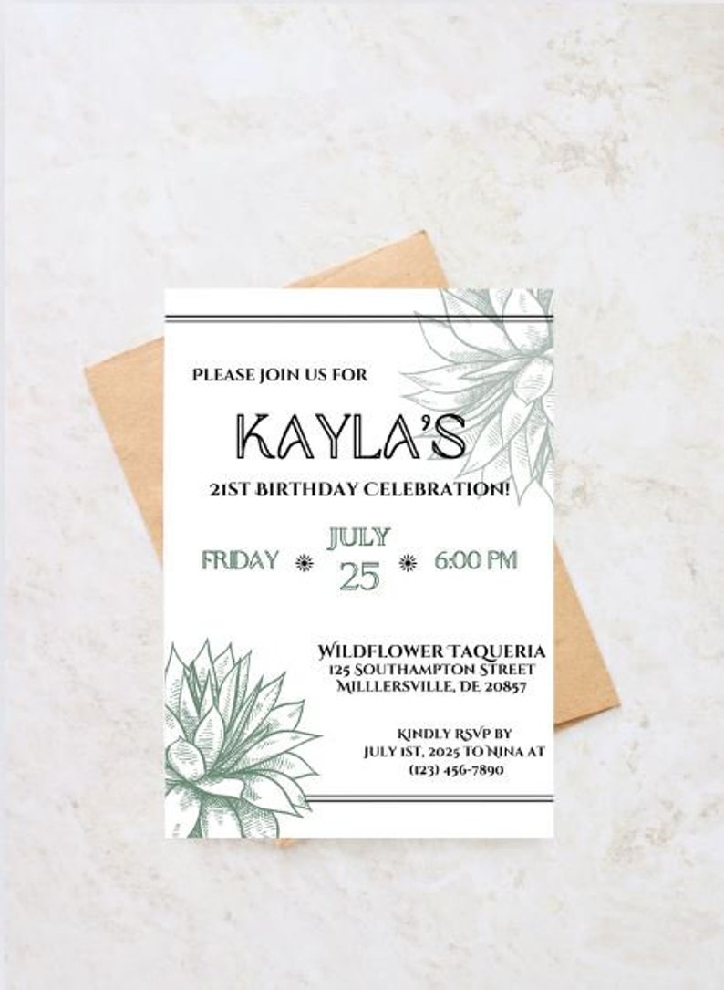 Agave Plant Theme Party Invitation - Etsy
