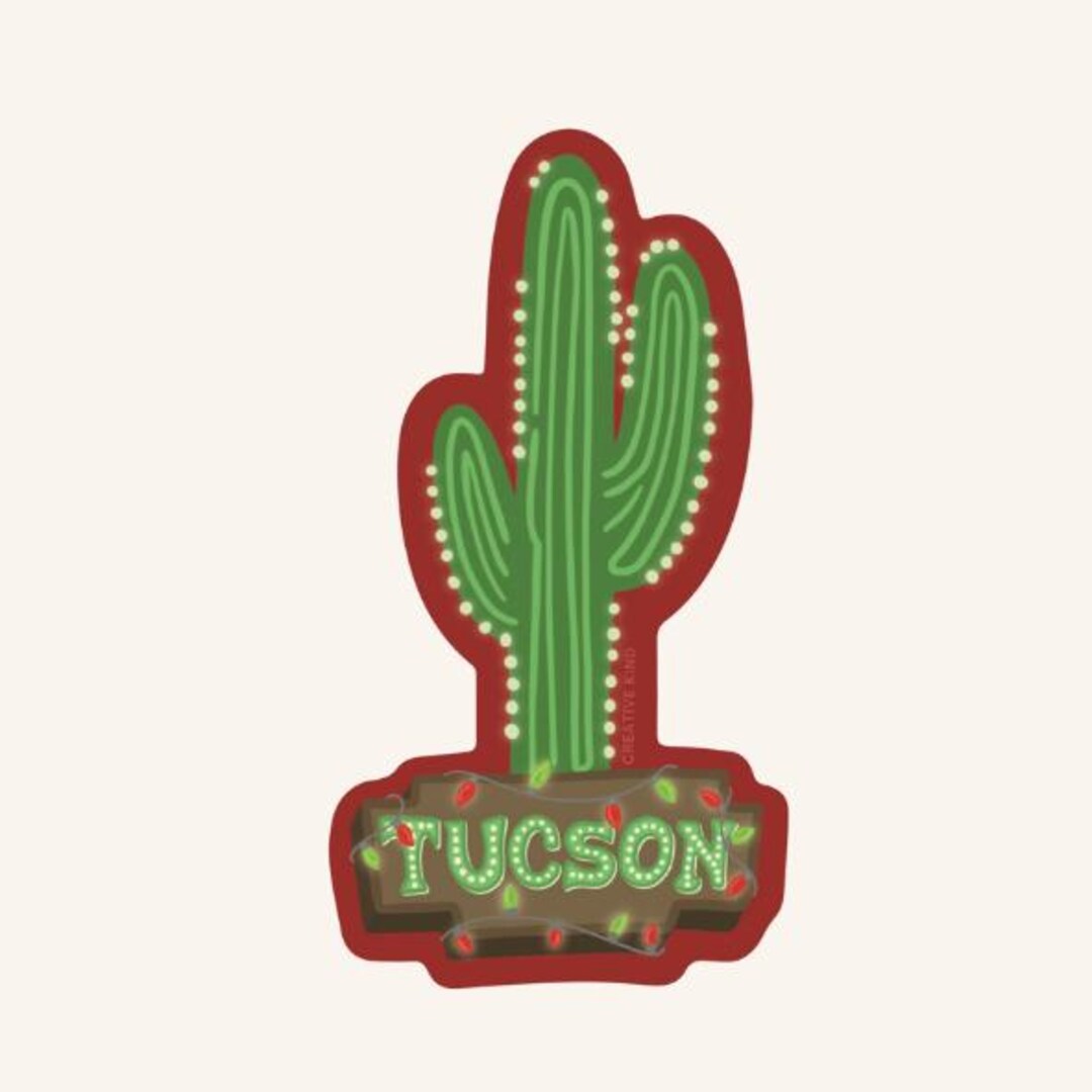 Neon Tucson Holiday Vinyl Sticker Christmas Vinyl Sticker Saguaro ...