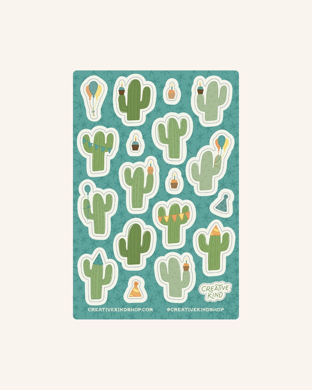 16 Cacti Birthday Vinyl Stickers Sheet | Cute Birthday Sticker Sheet ...