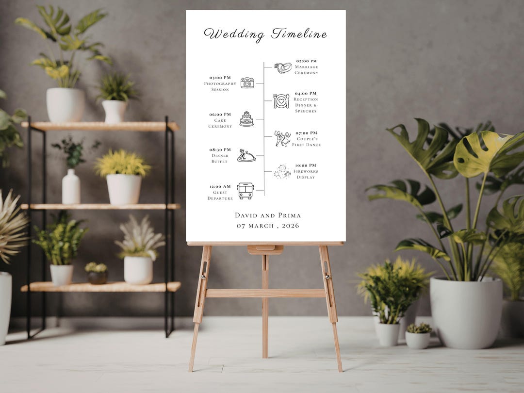 Minimalist Wedding Timeline Welcome Sign Editable Canva Printable - Etsy