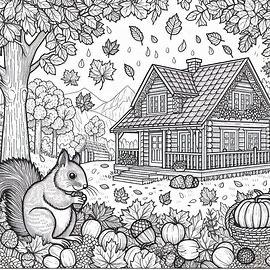 Stunning Fall Scene Coloring Page - Printable Autumn Landscape - Etsy
