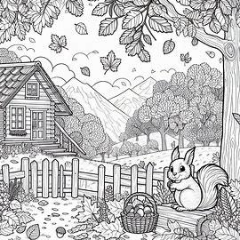 Stunning Fall Scene Coloring Page - Printable Autumn Landscape - Etsy