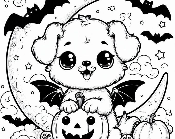 Adorable Halloween Puppy Coloring Page - AI Generated Printable and Fun ...