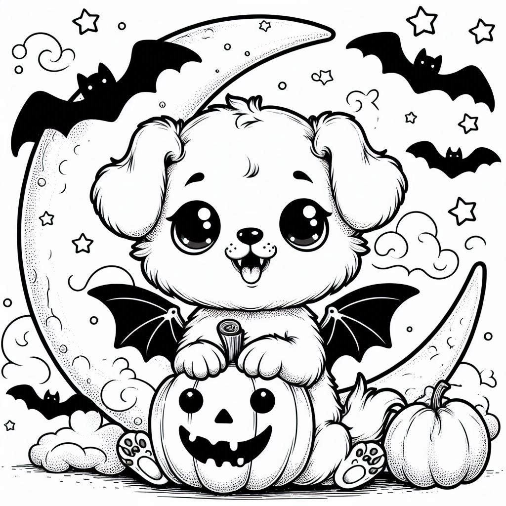 Adorable Halloween Puppy Coloring Page - AI Generated Printable and Fun ...
