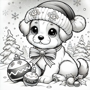 Charming Christmas Puppy Coloring Page - Festive Holiday Printable Art ...