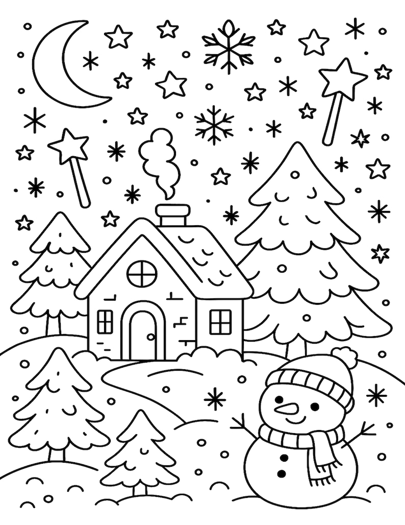 Magical Winter Scenes Coloring Page Set - Instant Digital Download ...