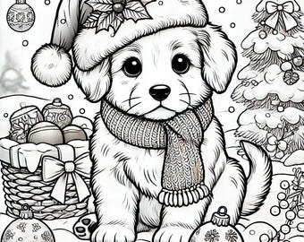 Charming Christmas Puppy Coloring Page - Festive Holiday Printable Art ...