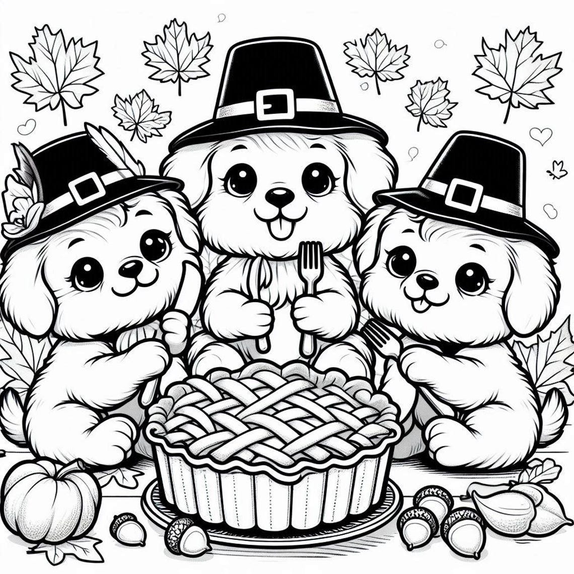 Thanksgiving Puppy Coloring Page - AI Generated Printable and Fun for ...