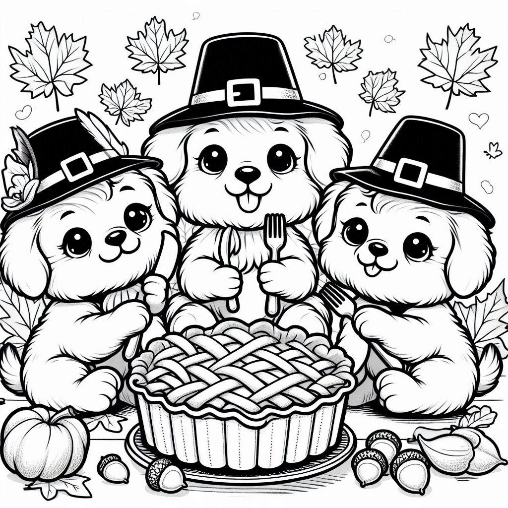 Thanksgiving Puppy Coloring Page - AI Generated Printable and Fun for ...
