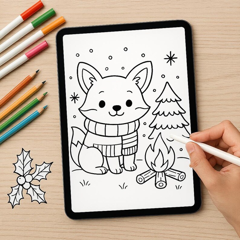 Adorable Cozy Winter Animal Coloring Pages - Etsy
