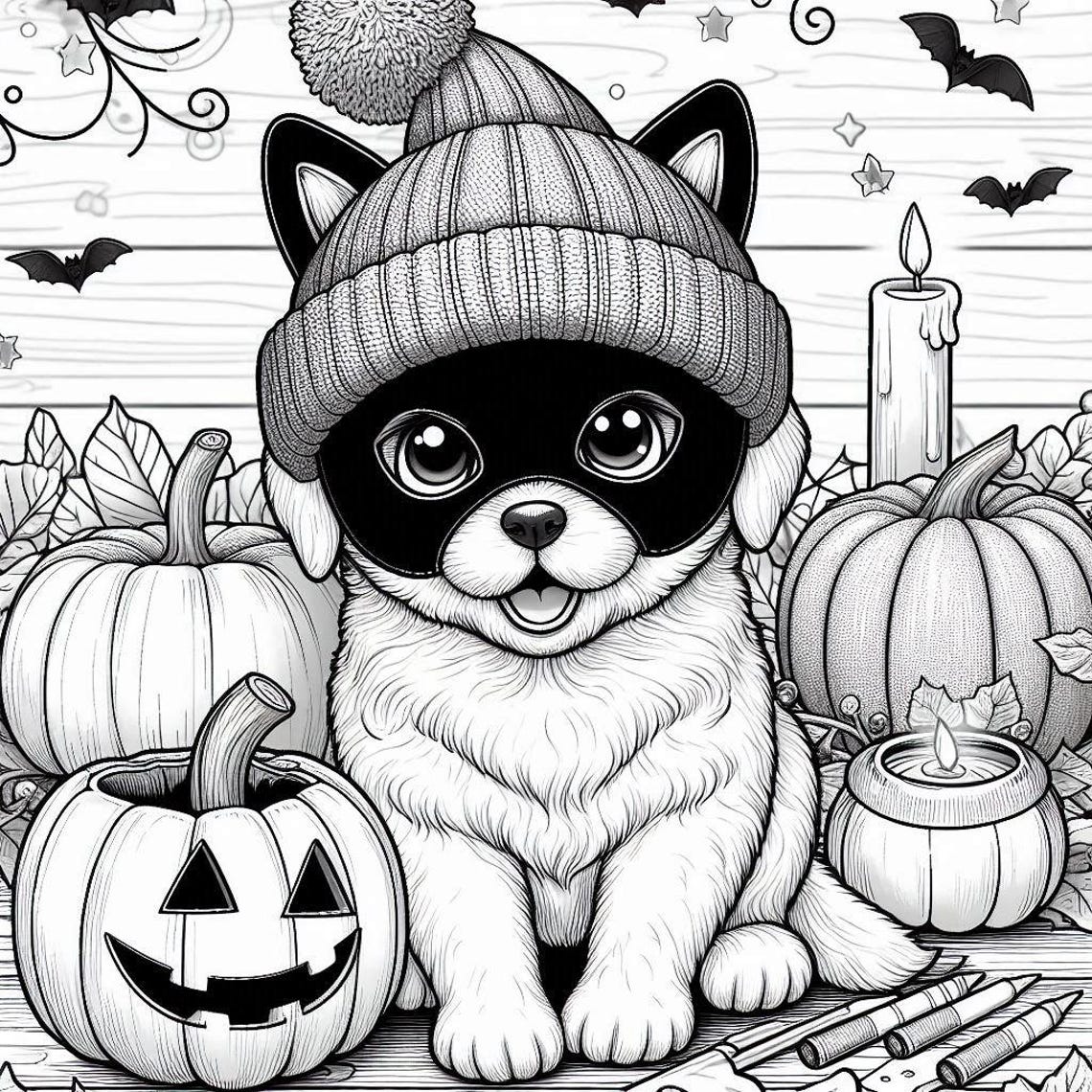 Adorable Halloween Puppy Coloring Page - AI Generated Printable and Fun ...