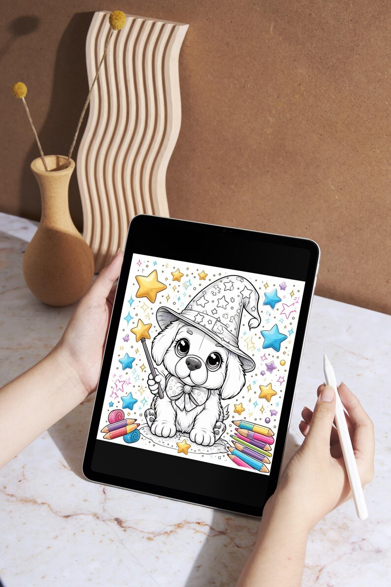 Enchanting Puppy Wizard Coloring Page - AI Generated Printable and Fun ...