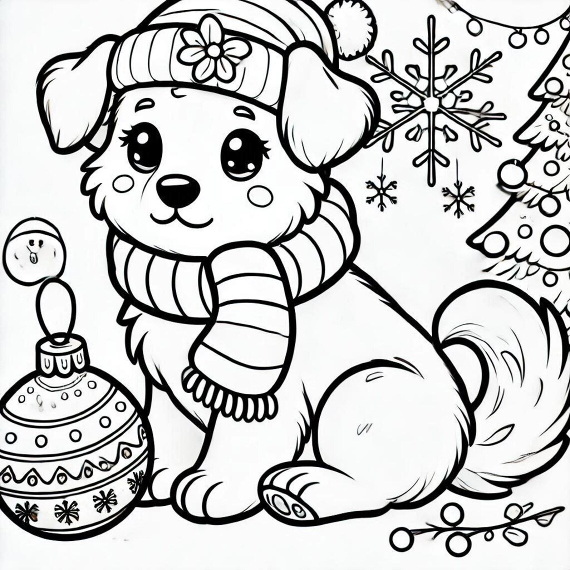 Adorable Winter Puppy Coloring Page - Hat and Scarf - Printable Art for ...