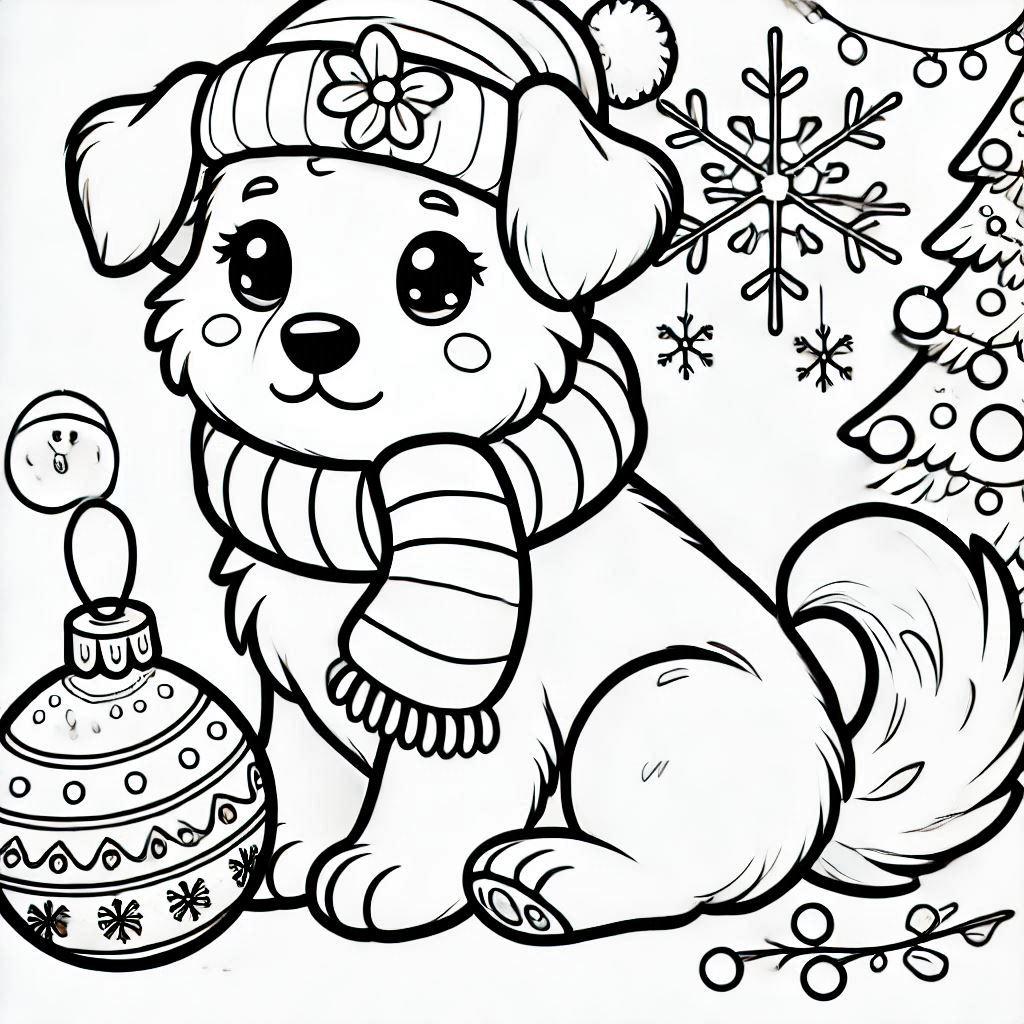 Adorable Winter Puppy Coloring Page - Hat and Scarf - Printable Art for ...