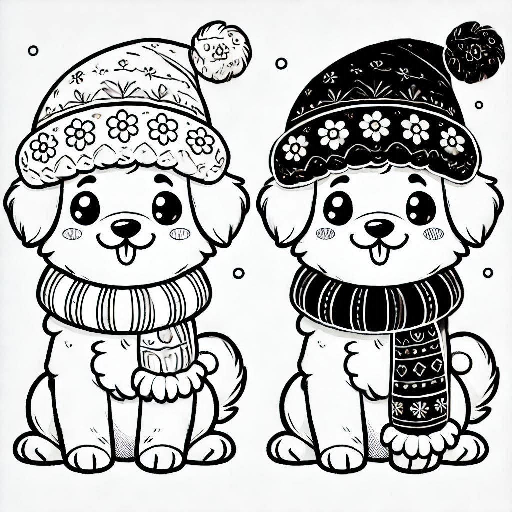 Adorable Christmas Puppy Coloring Page - Festive Holiday Printable for ...