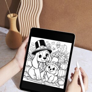 Adorable Thanksgiving Puppy Coloring Page - AI Generated Printable and ...