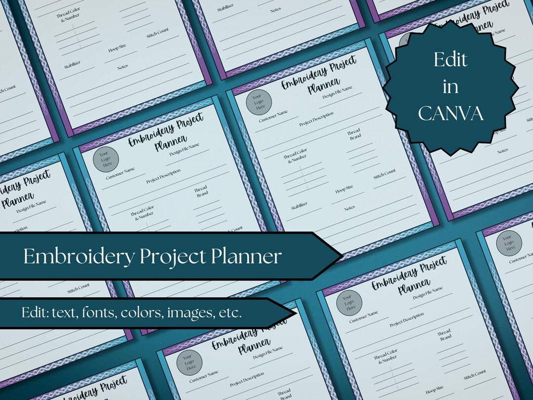 Embroidery Project Planner, Printable Machine Embroidery Planner ...