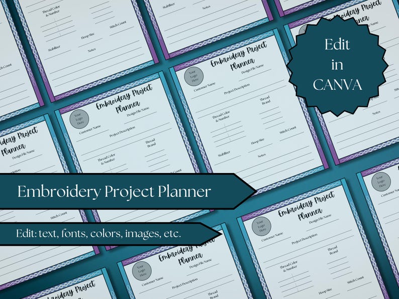 Embroidery Project Planner, Printable Machine Embroidery Planner, Digital Download, Stitching ...