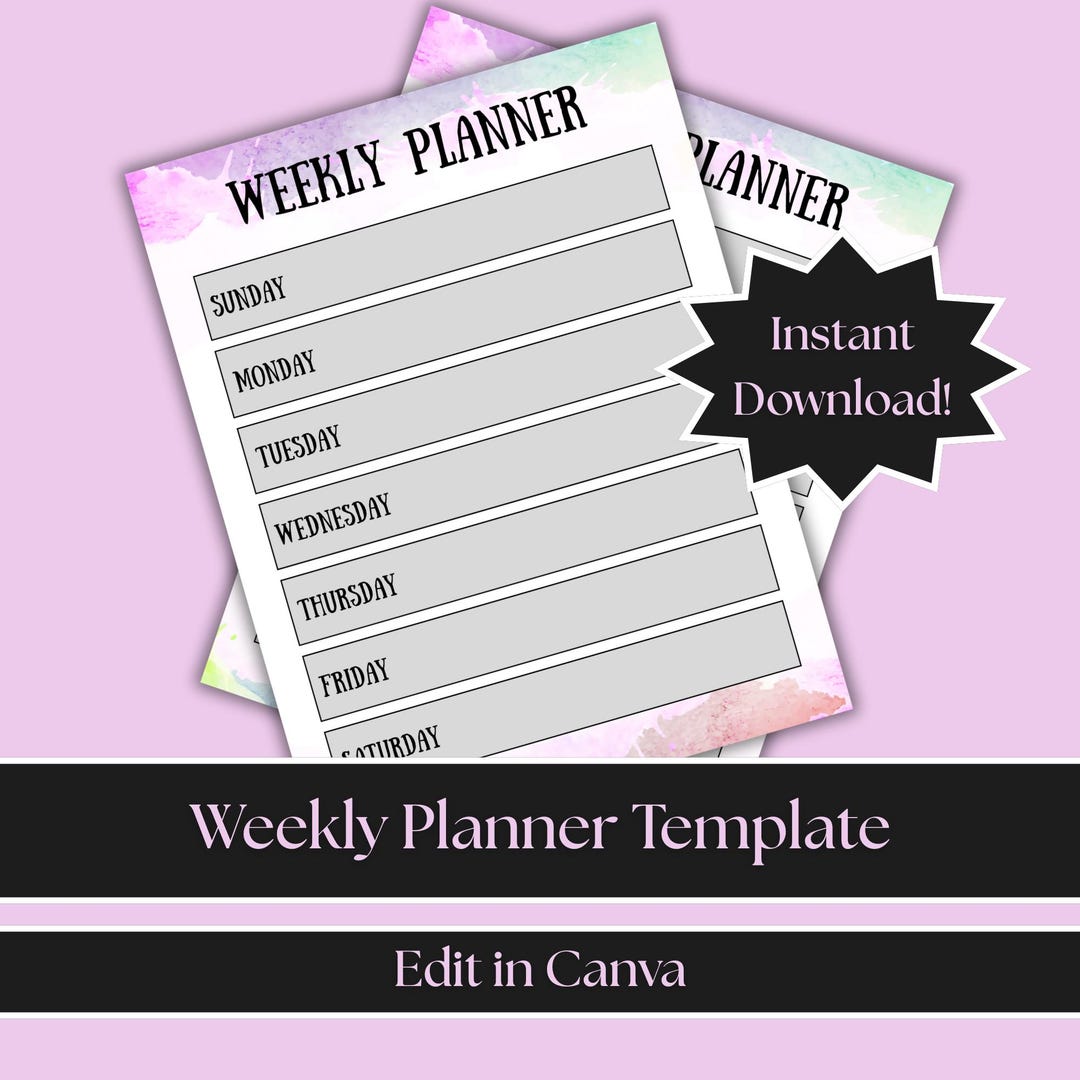 Undated Weekly Planner Printable: Minimalist Productivity Layout (PDF ...
