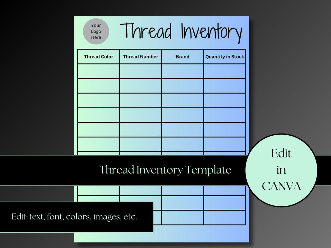 Thread Tracker Inventory Log Printable Thread Log Canva Template Thread ...
