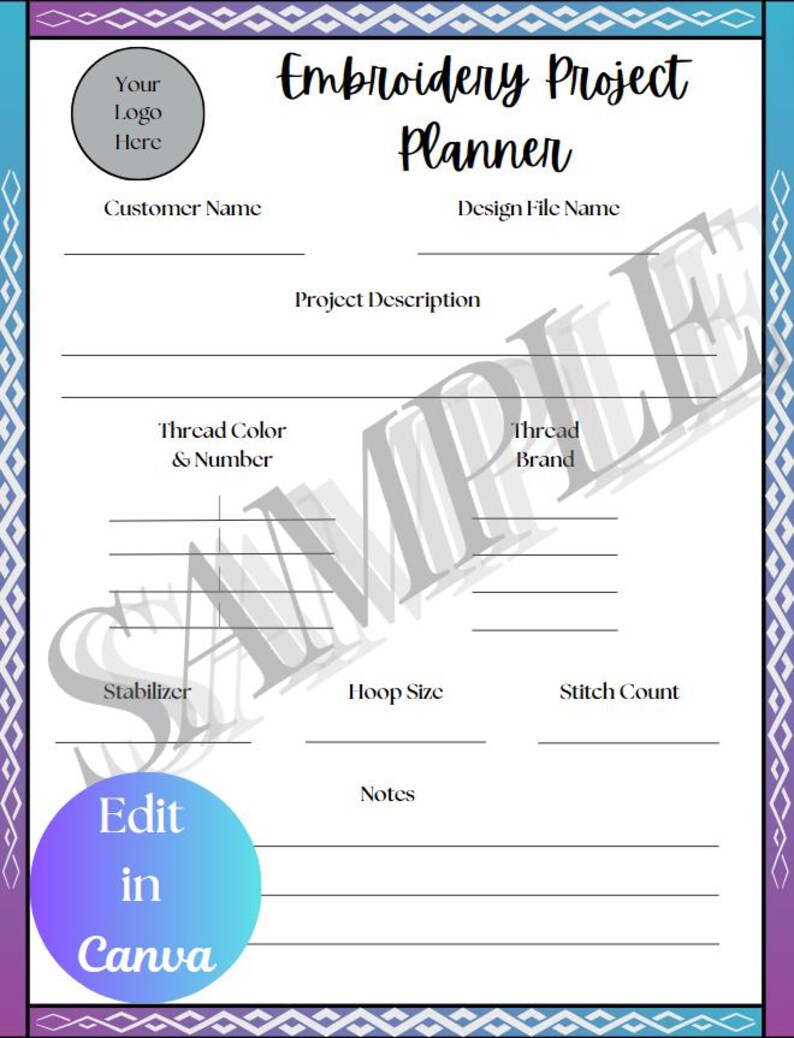 Embroidery Project Planner, Organization, Planner Template, Planner ...