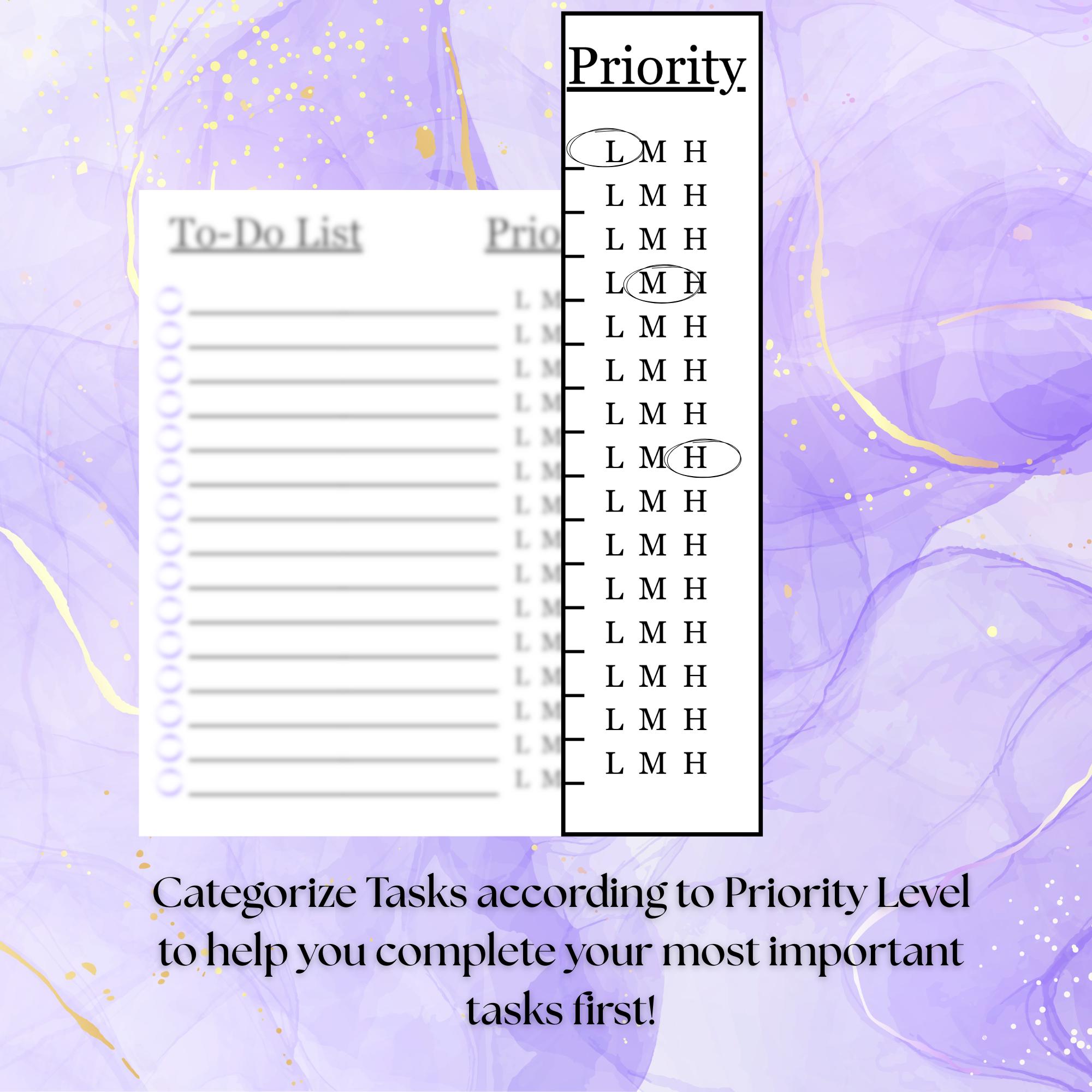 Priority To-do List Printable: Editable Task Planner (digital Download ...