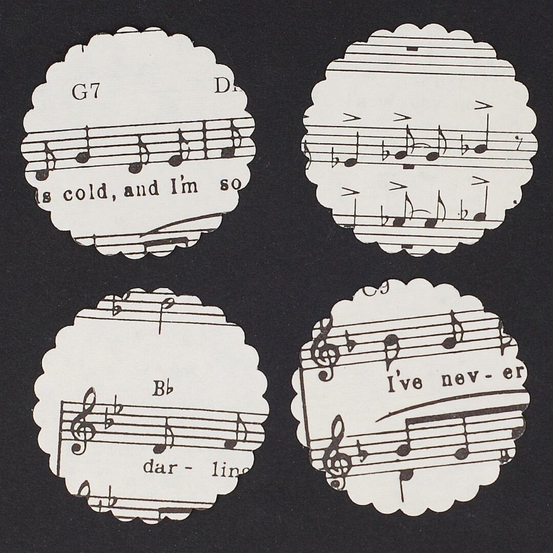 Music Paper Circles- 100 Vintage Sheet Music Scalloped Circles, Craft ...