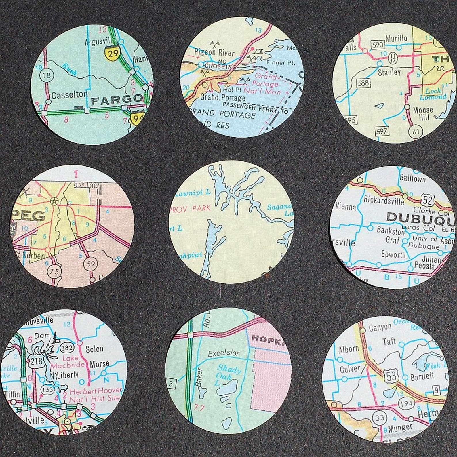 Map Paper Circles 100 United States 1 Inch Vintage Map - Etsy