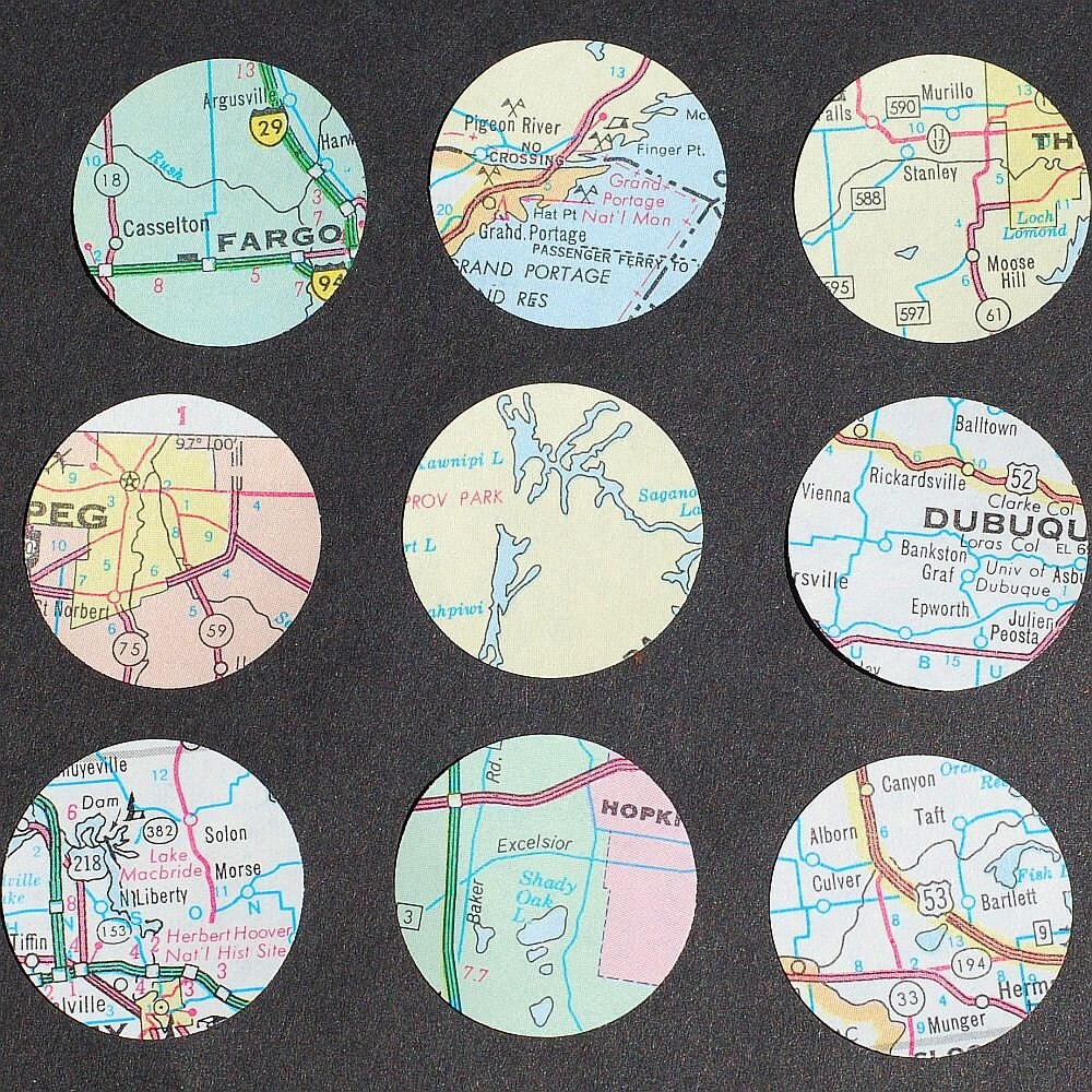 Map Paper Circles 100 United States 1 Inch Vintage Map - Etsy