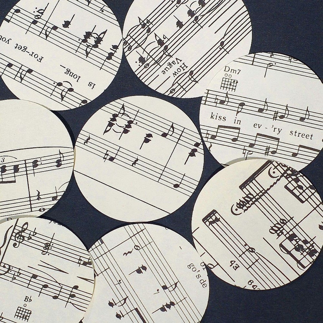 Sheet Music Paper Circles 100 Vintage Music Circles, Craft Supplies ...
