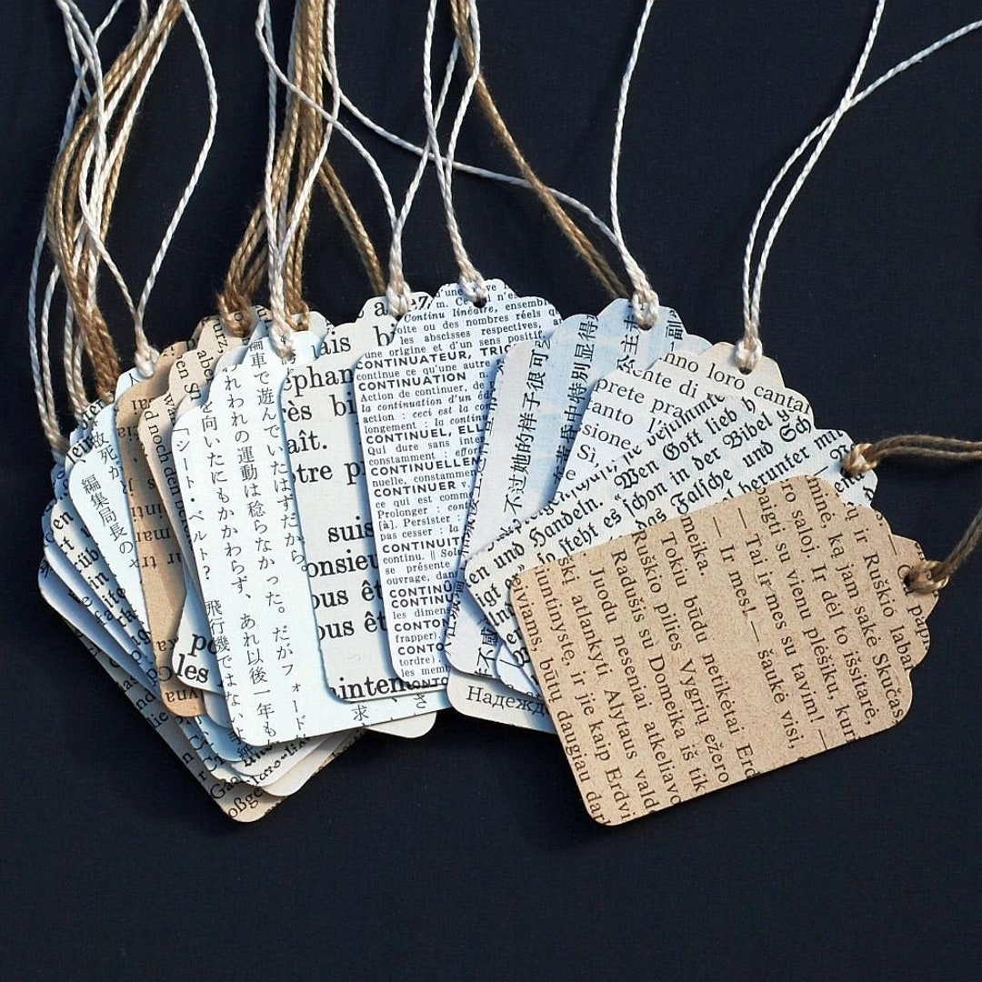Foreign Language Gift Tags- 15 Recycled Vintage Paper Gift Tags ...