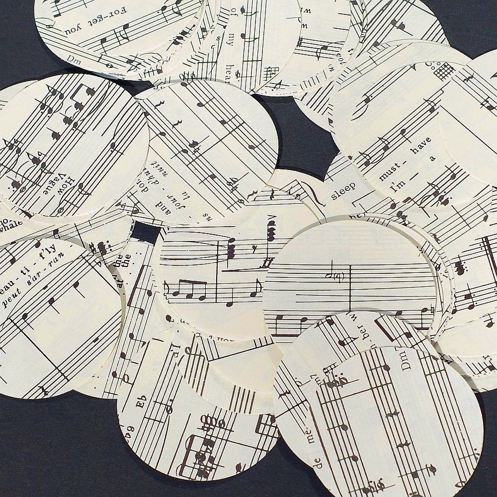 Sheet Music Paper Circles 100 Vintage Music Circles, Craft Supplies ...